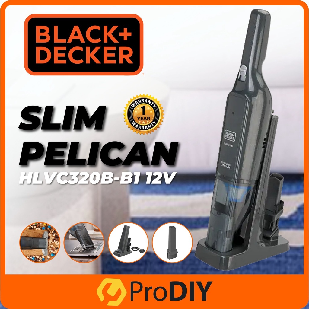 BLACK + DECKER HLVC320B-B1 12V Slim Pelican Cordless Vacuum Cleaner ...