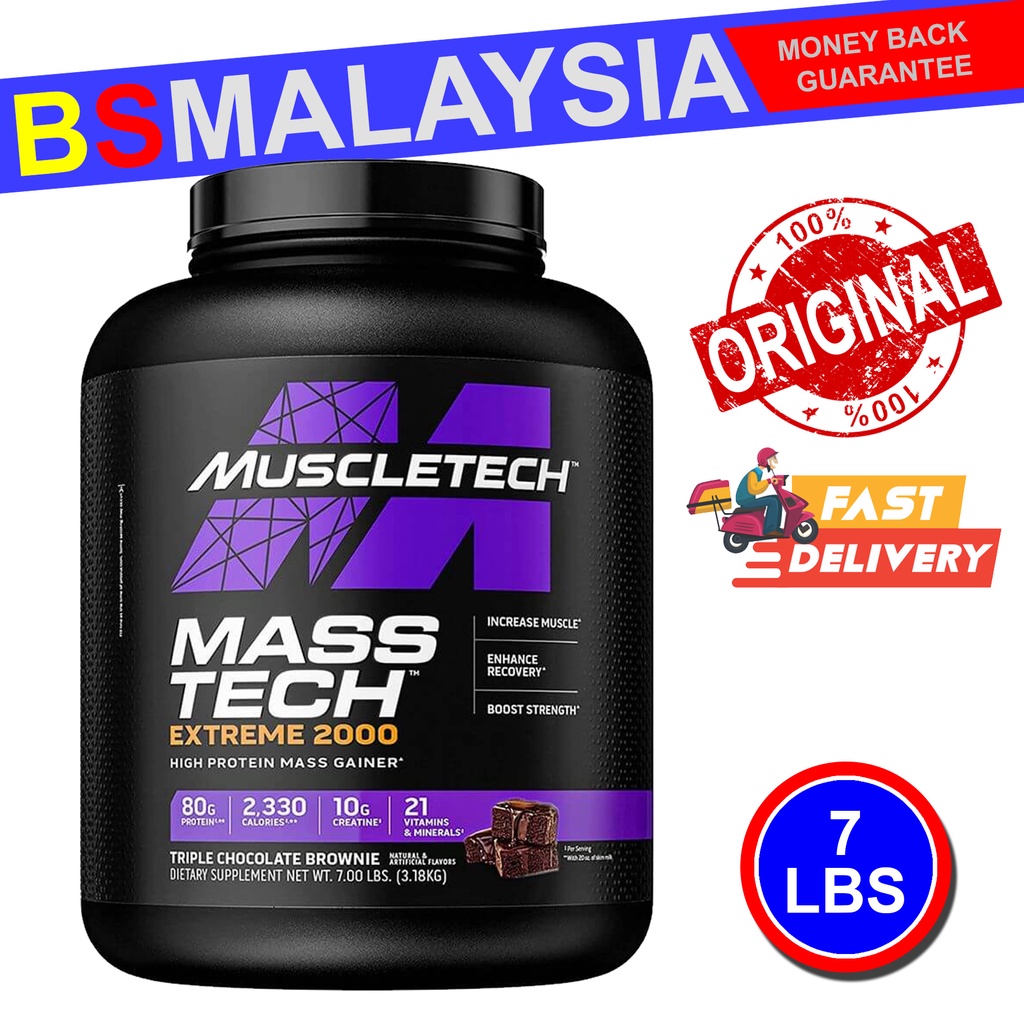 MuscleTech Mass Tech Extreme 2000 7lbs Mass Gainer Muscle Builder Whey ...