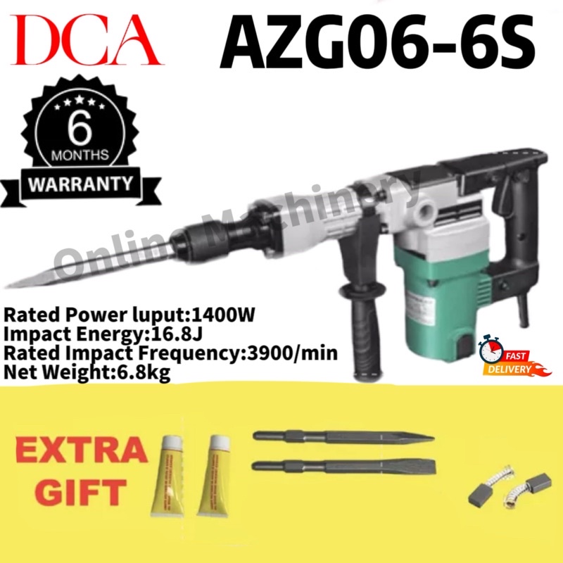 DCA AZG06-6S 1400W Electric Demolition Hammer Machine Concrete Breaker ...
