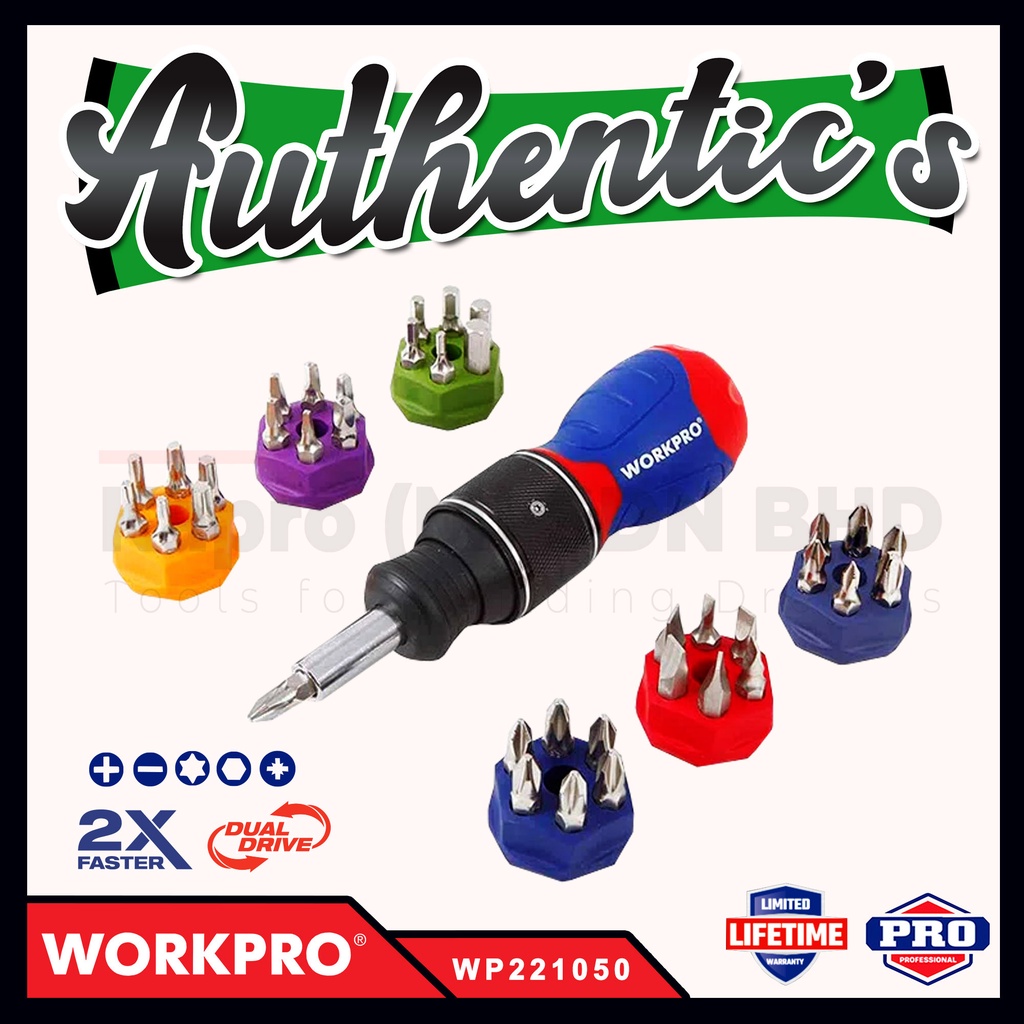 WORKPRO WP221050 38-IN-1 Double Drive Stubby Ratchet Screwdriver Set | Shopee Malaysia