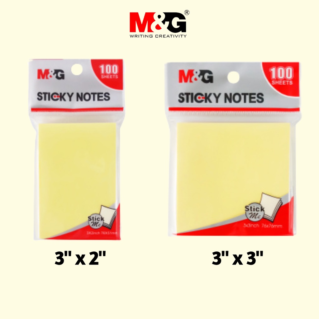 M&G Sticky Notes Yellow 100sheets 3X2"/3X3" | Shopee Malaysia