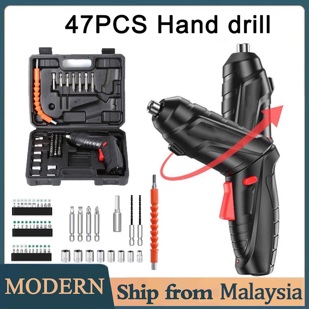 47PCS Cordless Electric Screwdriver Drill 47 pcs 3.6V Rechargeable ...