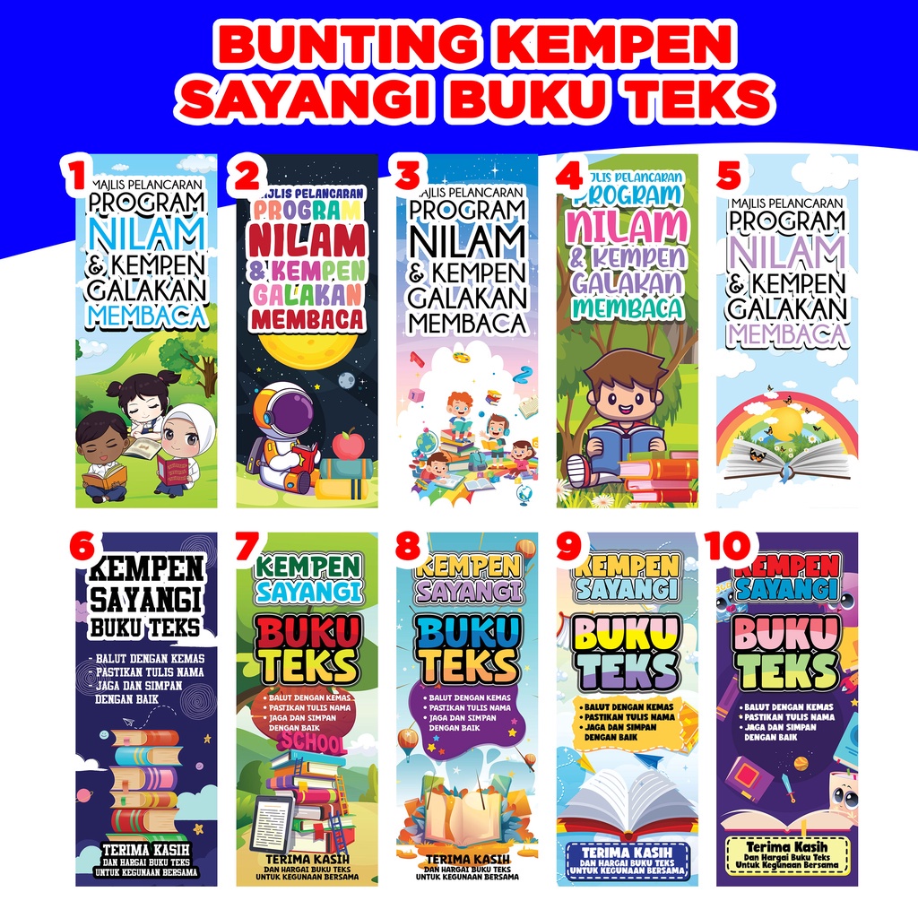 Bunting 2x5kaki sayangi buku teks sekolah readymade design | Shopee ...