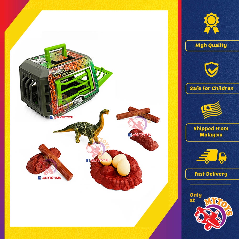 Dinosaur Safari Nature Cage Rocks and Eggs Kit Pretend Play Set 10pcs ...