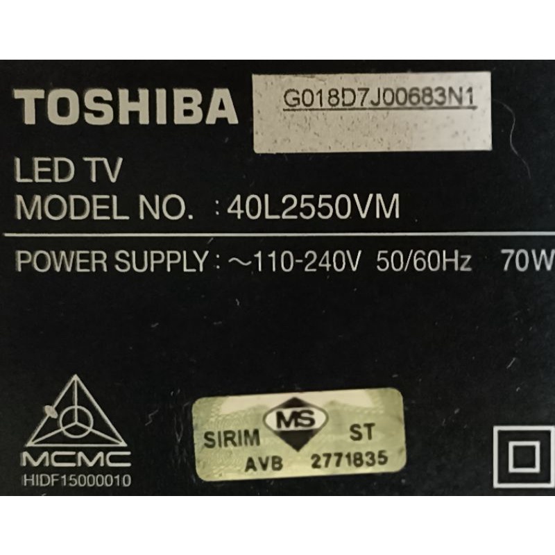 TOSHIBA LED 40L2550VM | Shopee Malaysia