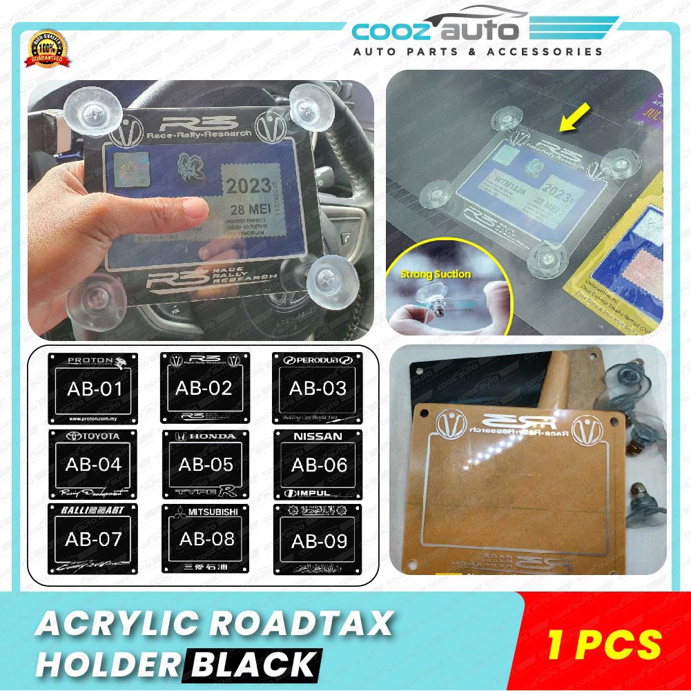 Universal Car Sticker Acrylic Black Background Roadtax Holder Protector ...