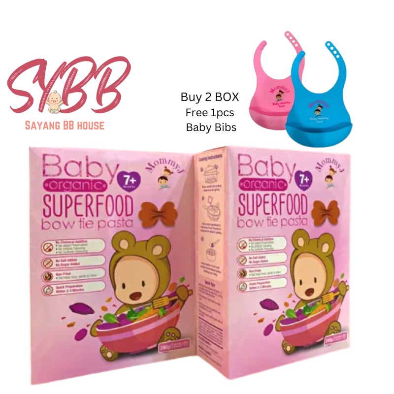 MommyJ Baby Organic Superfood Bow Tie Pasta 240gms ( Buy 2 free 1 Bibs ) | Shopee Malaysia