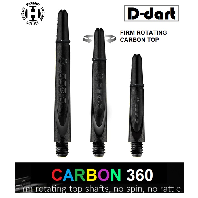 Harrows Carbon 360 Shafts - BLACK Polycarbonate Spinning Dart Shaft ...