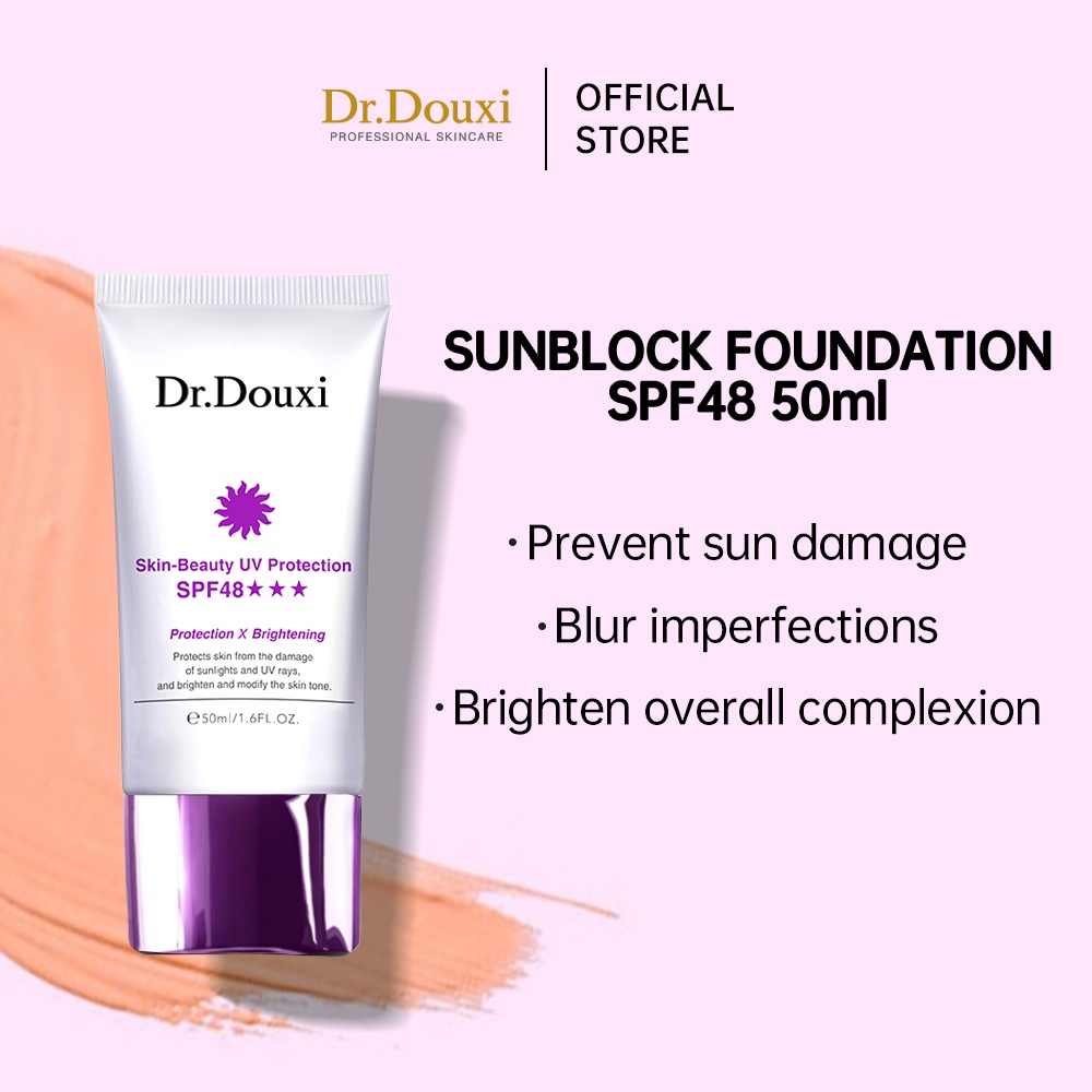 Dr.Douxi Sunblock Foundation SPF48 Nature Clarity Velvety Sunscreen Cream UV Protection Skincare ...