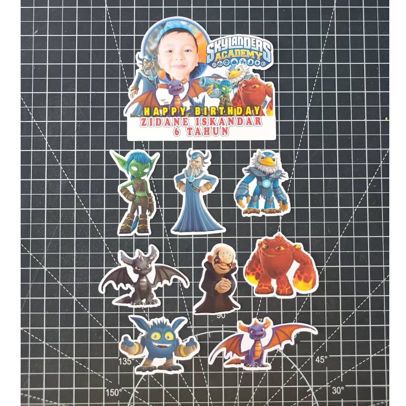 [CUSTOM NAME] Happy Birthday Cake Topper Skylanders Decoration Set ...