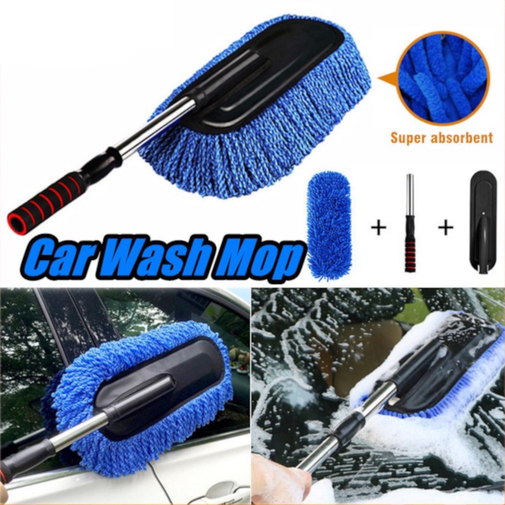 Extendable Car Wash Cleaner Dust Mop Super Soft Microfibre Cloth Brush ...