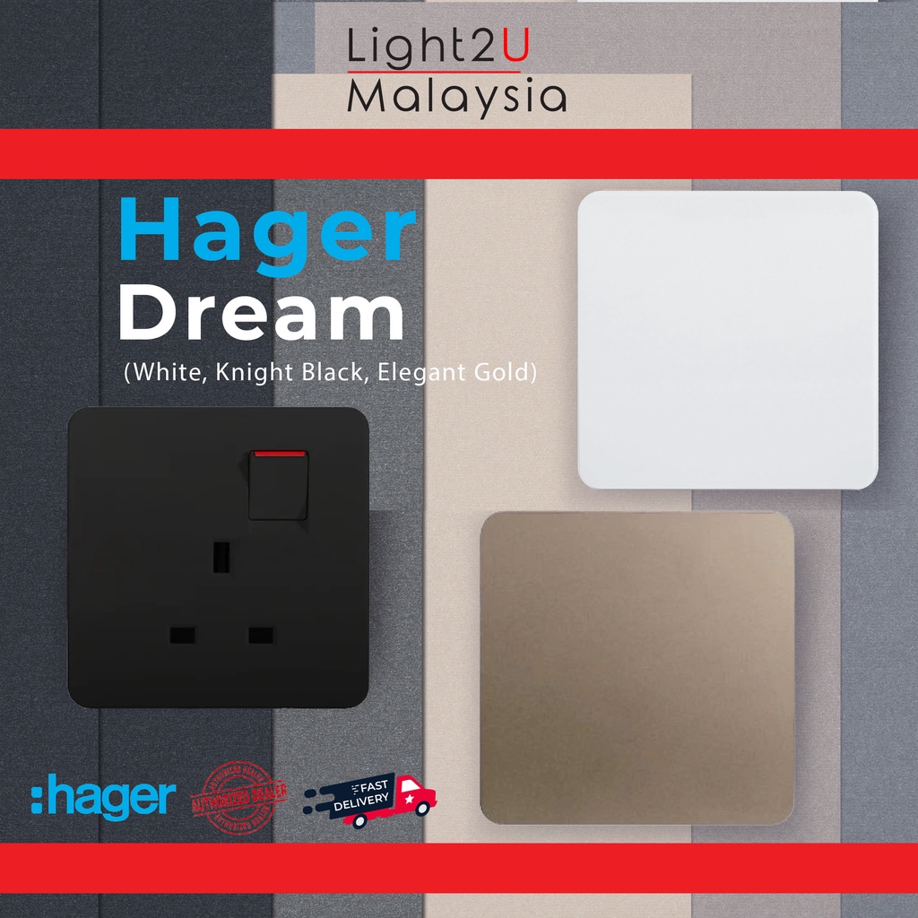 Hager Dream Switches & Sockets (White/Knight Black/Elegant Gold ...