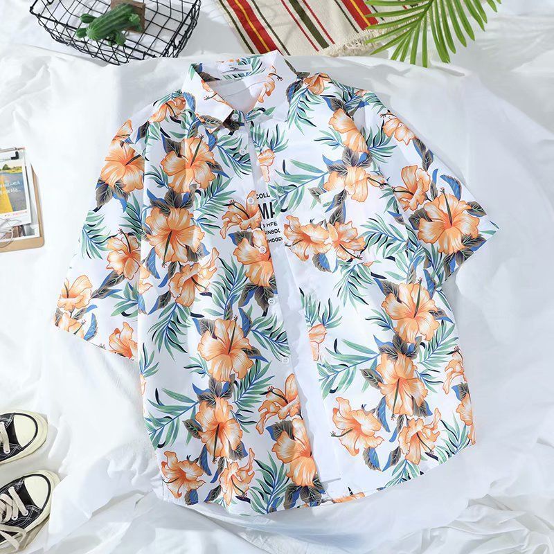 Baju Hawaii T-Shirt Men Women Beach T-shirt Hawaii lelaki Bunga Raya ...