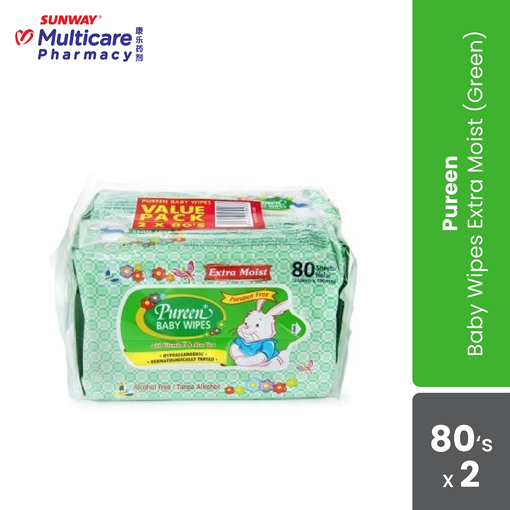 Pureen Baby Wipes Extra Moist 80's x2 (Green) | Shopee Malaysia