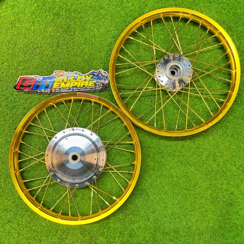 SET RIM ALLOY 17 x 1.40 SIAP HUB CHROM + LIDI GOLD DAN SIAP PASANG PNP ...