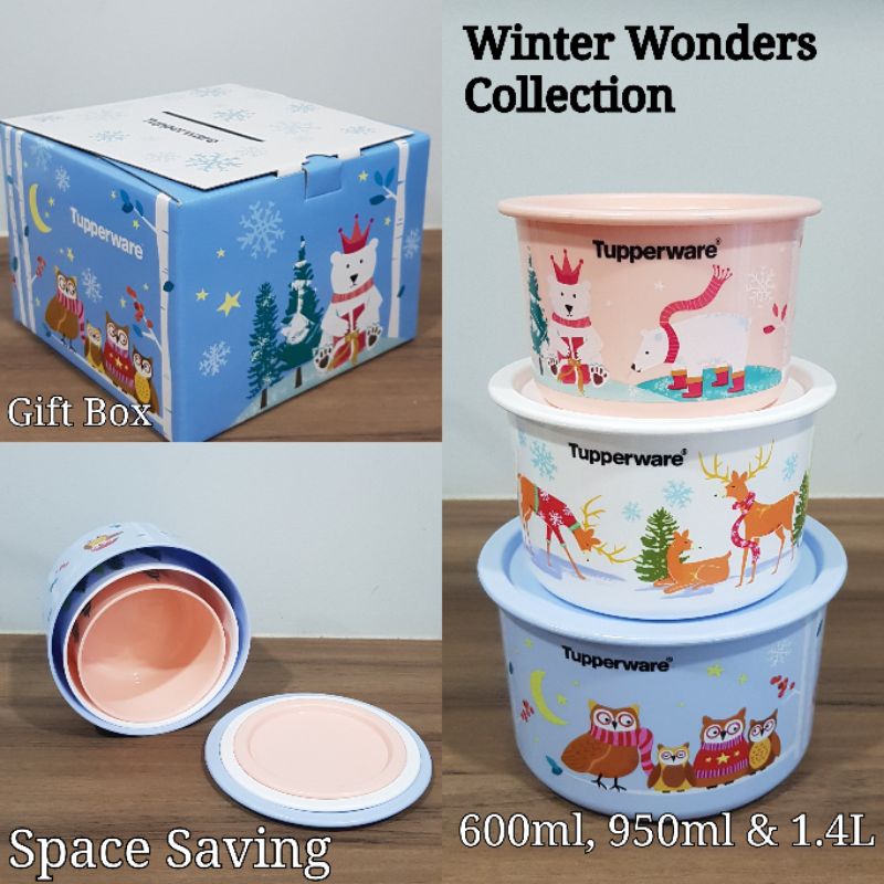 (Bk) Tupperware Winter Wonders Collection Set One Touch. Christmas set ...
