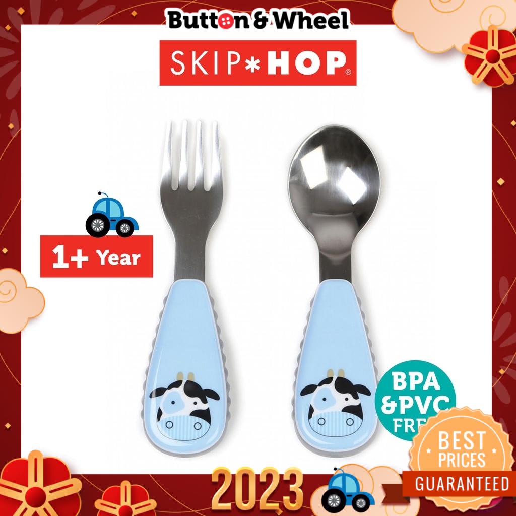Skip Hop Zootensils Fork & Spoon (Cow) | Shopee Malaysia