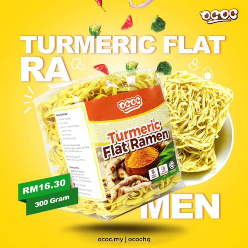 [Beli 3 peket, FREE 1 sachet Gula Kelapa Ococ] Turmeric Flat Ramen Ococ Dr Rizal Mee Kunyit Ococ ...