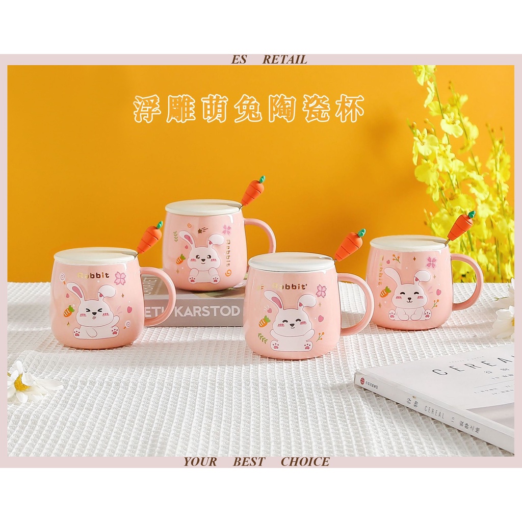 Ceramic rabbit pattern mug Ceramic mug Cup Mug corak arnab seramik ...