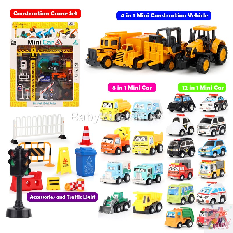Mini Road Vehicles Construction Crane Traffic Road Street Signs Traffic ...