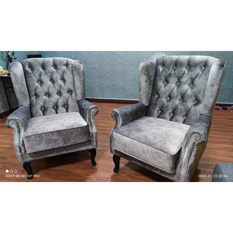 Sopa Wing Chair Sofa English Sopa Baldu Dan Velvat Harga Kilang Sopa ...
