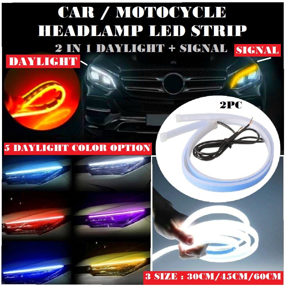 Car DRL Led Strip Light Daytime Running Neon Day Light Head Lamp Turn ...