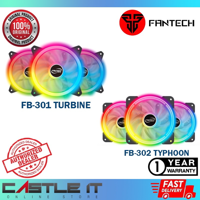 FANTECH FB-301 Turbine / FB-302 Typhoon Addressable RGB PC FAN 3 IN 1 ...
