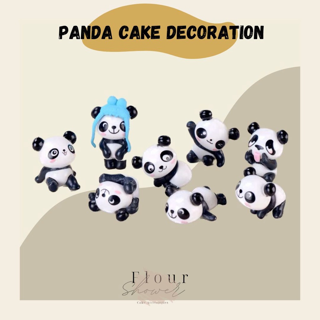 8pcs Panda Cake Topper Decoration | Panda Figurine | Birthday Cake ...