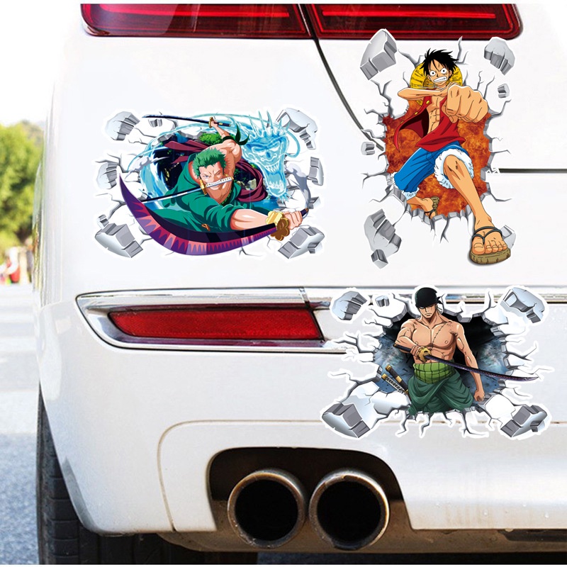 Zoro Luffy One Piece Car Sticker Waterproof Motorcycle Sticker Car ...