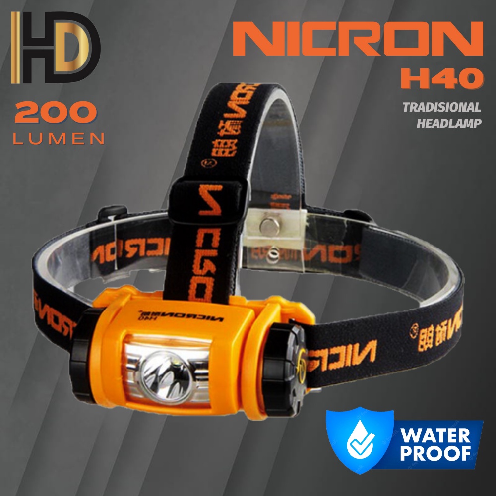 NICRON H40 LED Alkaline Tradisional Headlamp / 200 Lumen / 1 Year ...