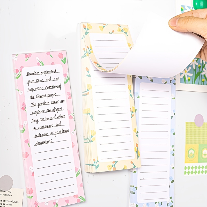50 Sheets Floral Full Magnet Back Notepad to Do List Grocery for Fridge ...