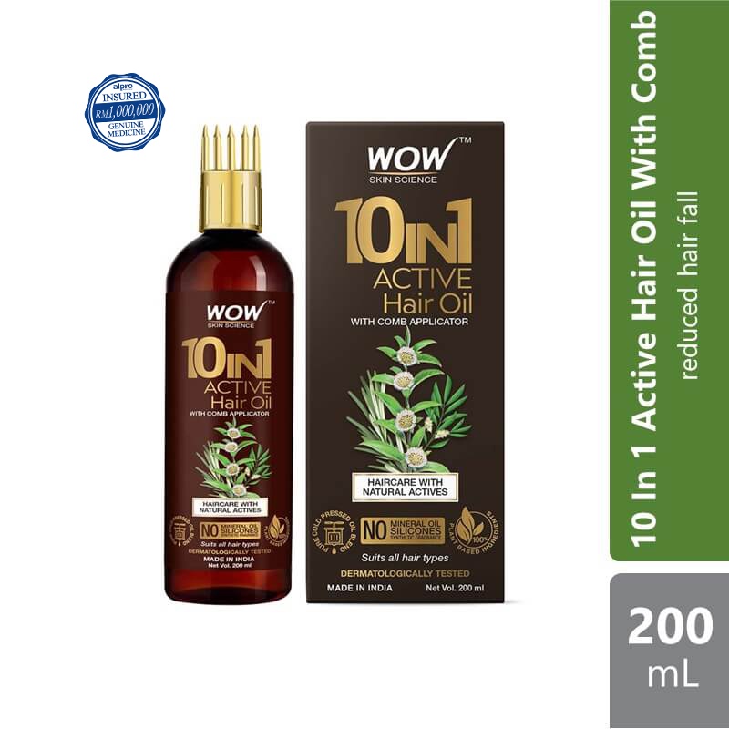 Wow Skin Science 10 In 1 Active Hair Oil With Comb (200ml) | Shopee ...