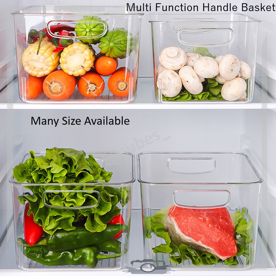 Multi Basket with Handle Food Storage Stackable Refrigerator Sundries ...