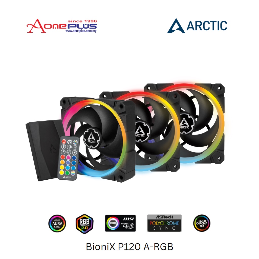 (AONE PLUS SS2) Arctic BIONIX P120 ARGB PWM 120mm Casing Fan - (3x Fans ...