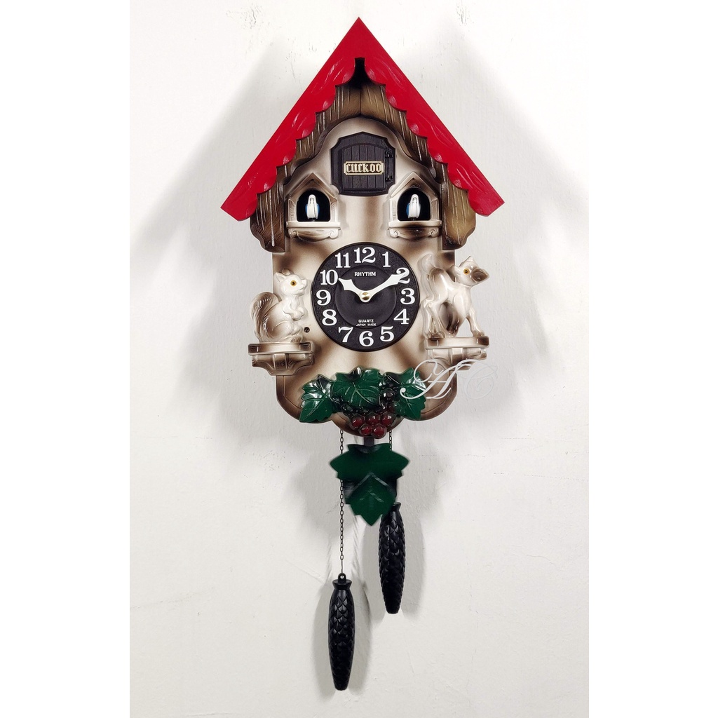 100% ORIGINAL RHYTHM Cuckoo Bird Wooden Pendulum Auto Night Clock (Jam ...