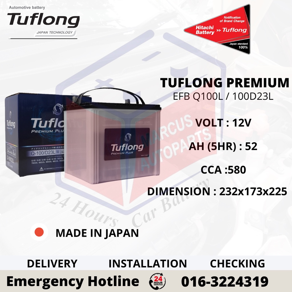 TUFLONG PREMIUM PLUS EFB Q100L | 100D23L CAR BATTERY | Shopee Malaysia