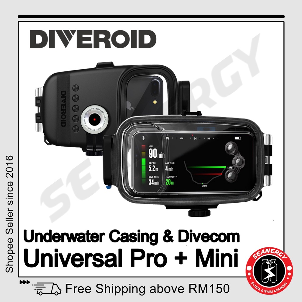 Diveroid Universal Pro Underwater Phone Case Dive Computer for Scuba ...