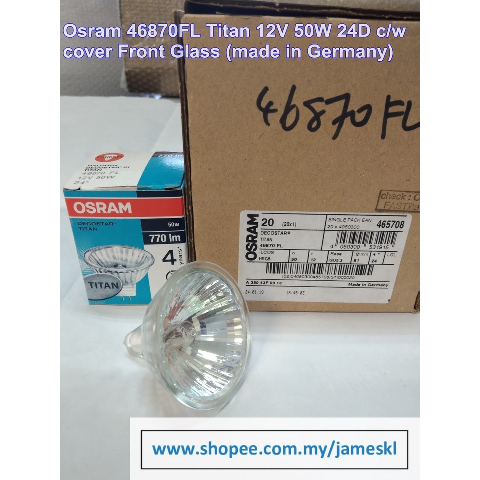 Osram Decostar 51 Titan 46870FL MR16 12V 50W 24D (Buatan Germany ...
