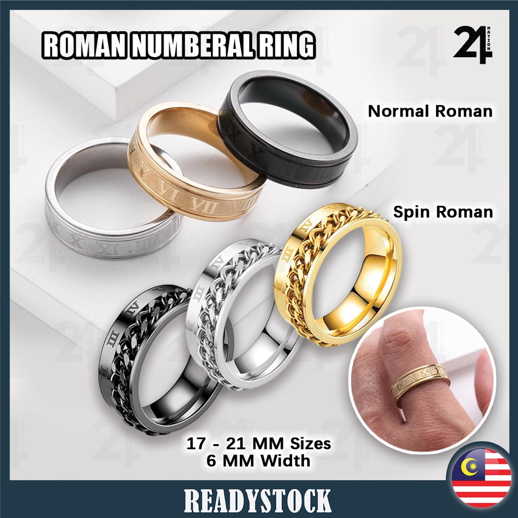 6MM ROMAN NUMBERAL RING Classic Men Ring Fashion Band Women Simple ...