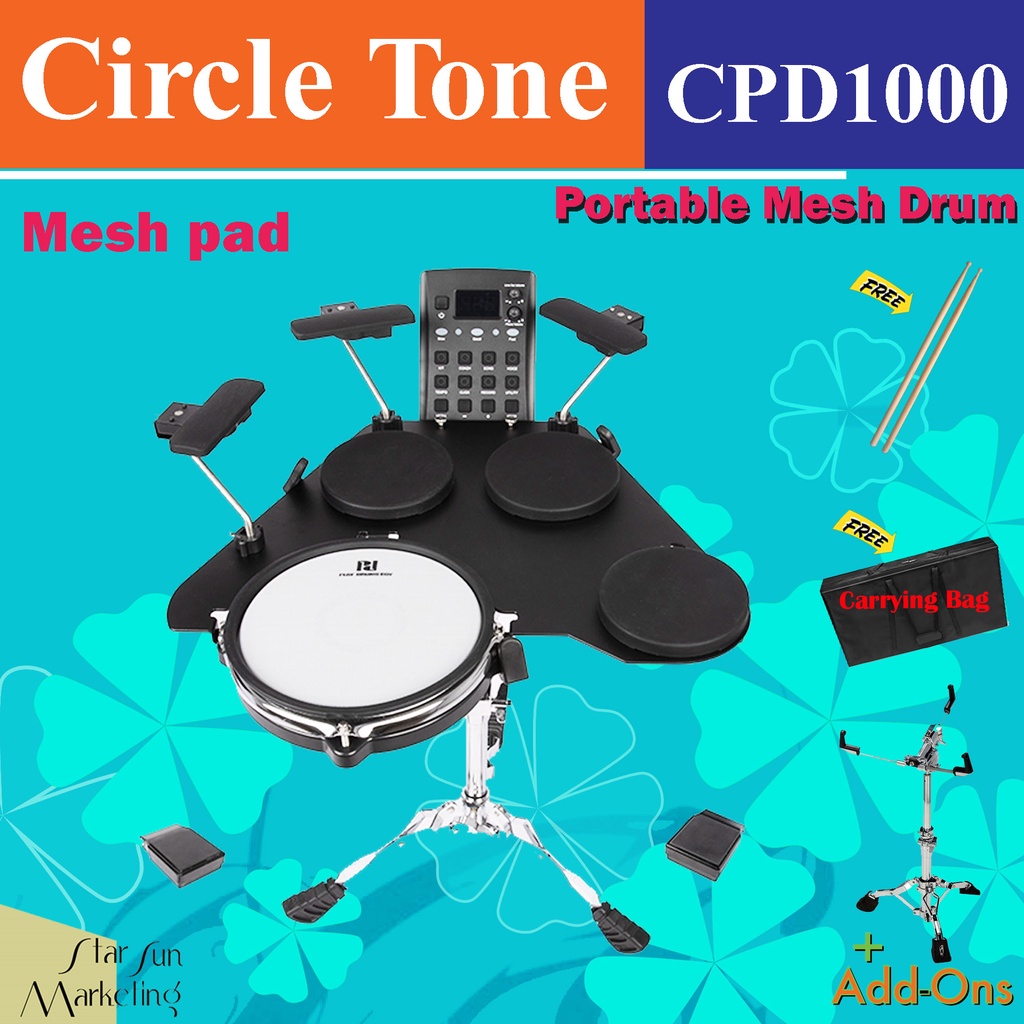 Tone Circle CPD1000 Electronic Electric Portable Digital Drum Drums pad ...