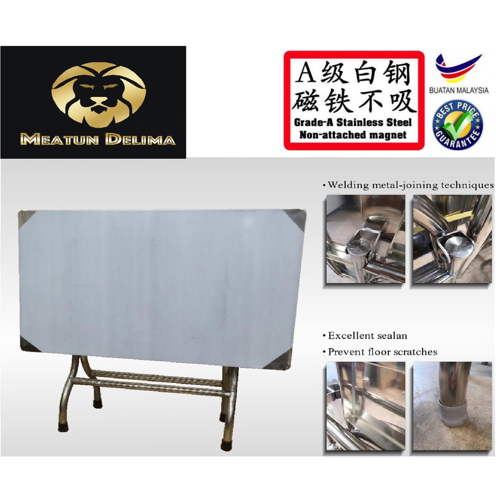 Stainless Steel Rectangle Table Foldable Worktable Food Court ...