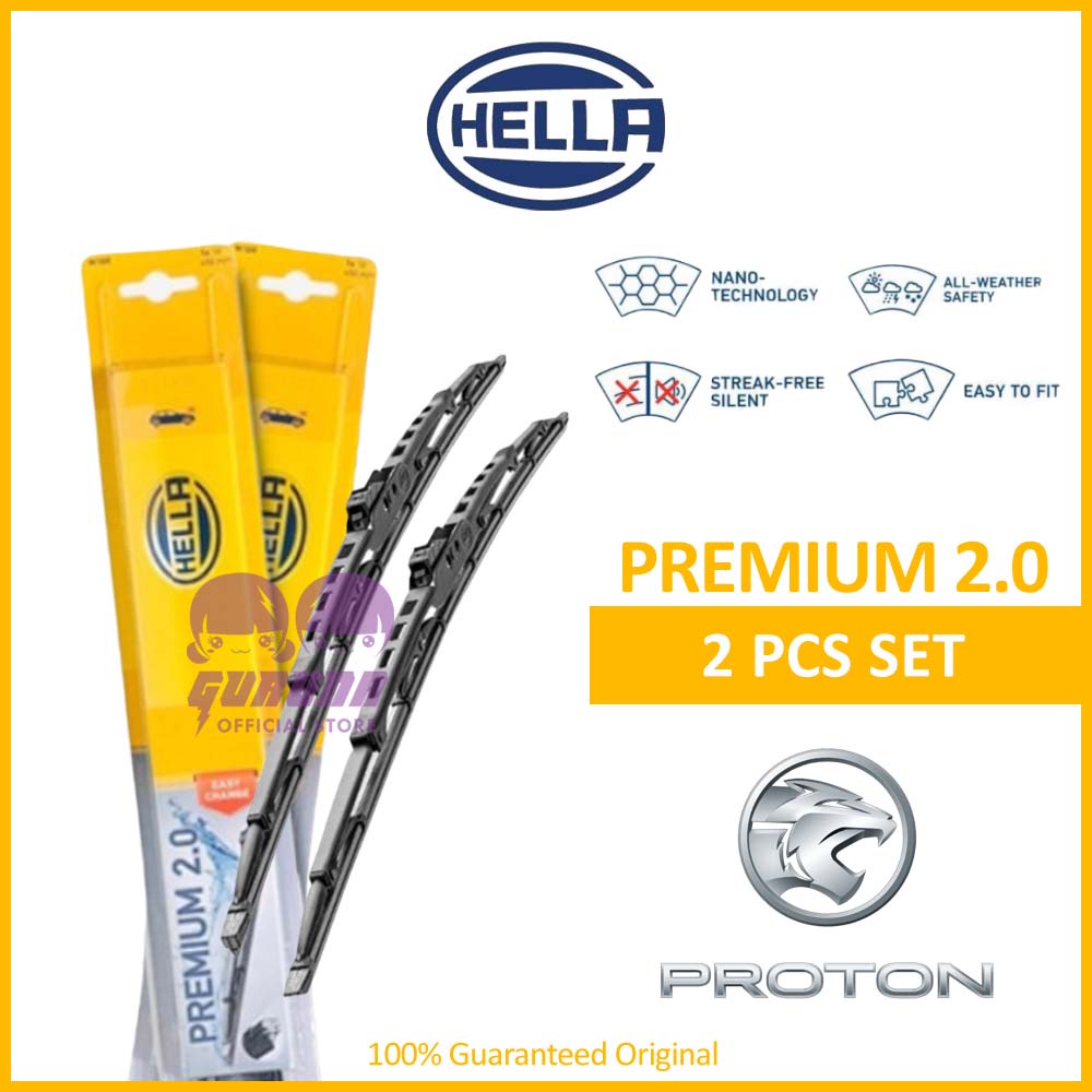 Hella Premium 2.0 Wiper Blade Set for Proton Saga Gen2 Perdana Persona Putra Satria Savvy Wira ...