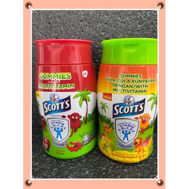 SCOTT’S DHA Multivitamin Chewable Gummies 60’s (Apple/ Mango) | Shopee ...