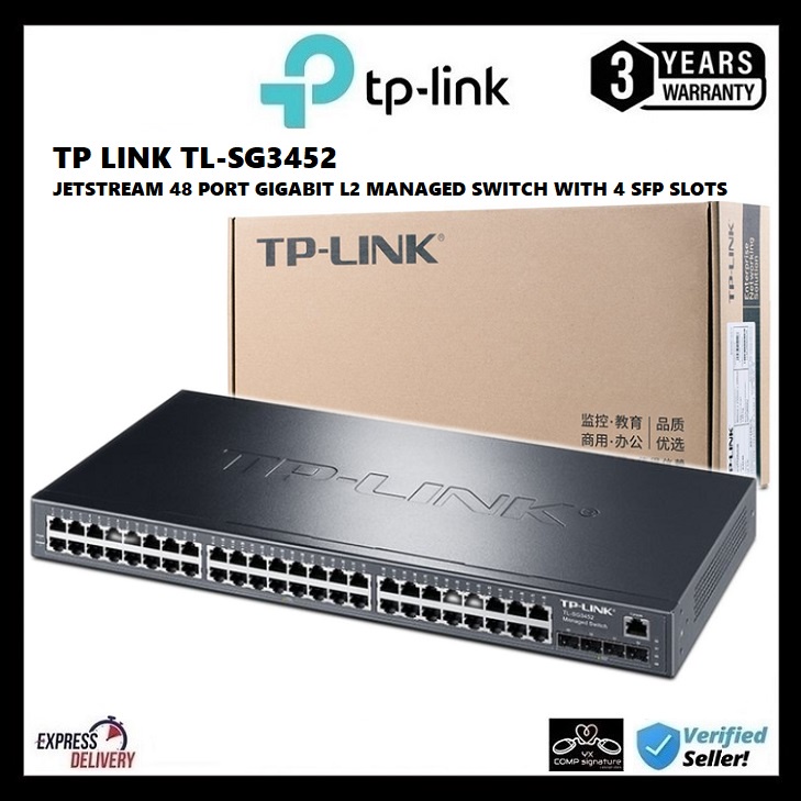 TP LINK TL-SG3452 JETSTREAM 48 PORT GIGABIT L2 MANAGED SWITCH WITH 4 ...