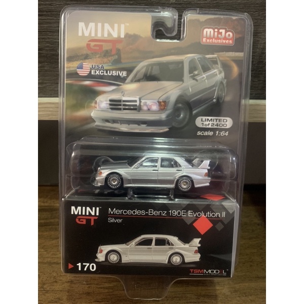 MINI GT No. 170 Mercedes Benz 190E 2.5-16 Evolution II Silver Mijo ...