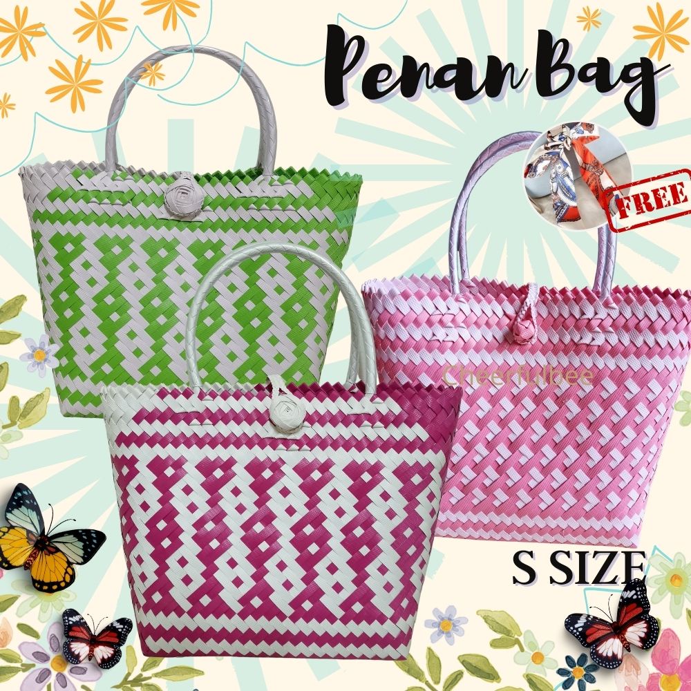 [The Rattan House] FREE TWILLY Penan Woven Bag Penan Bag (S)/Bakul ...