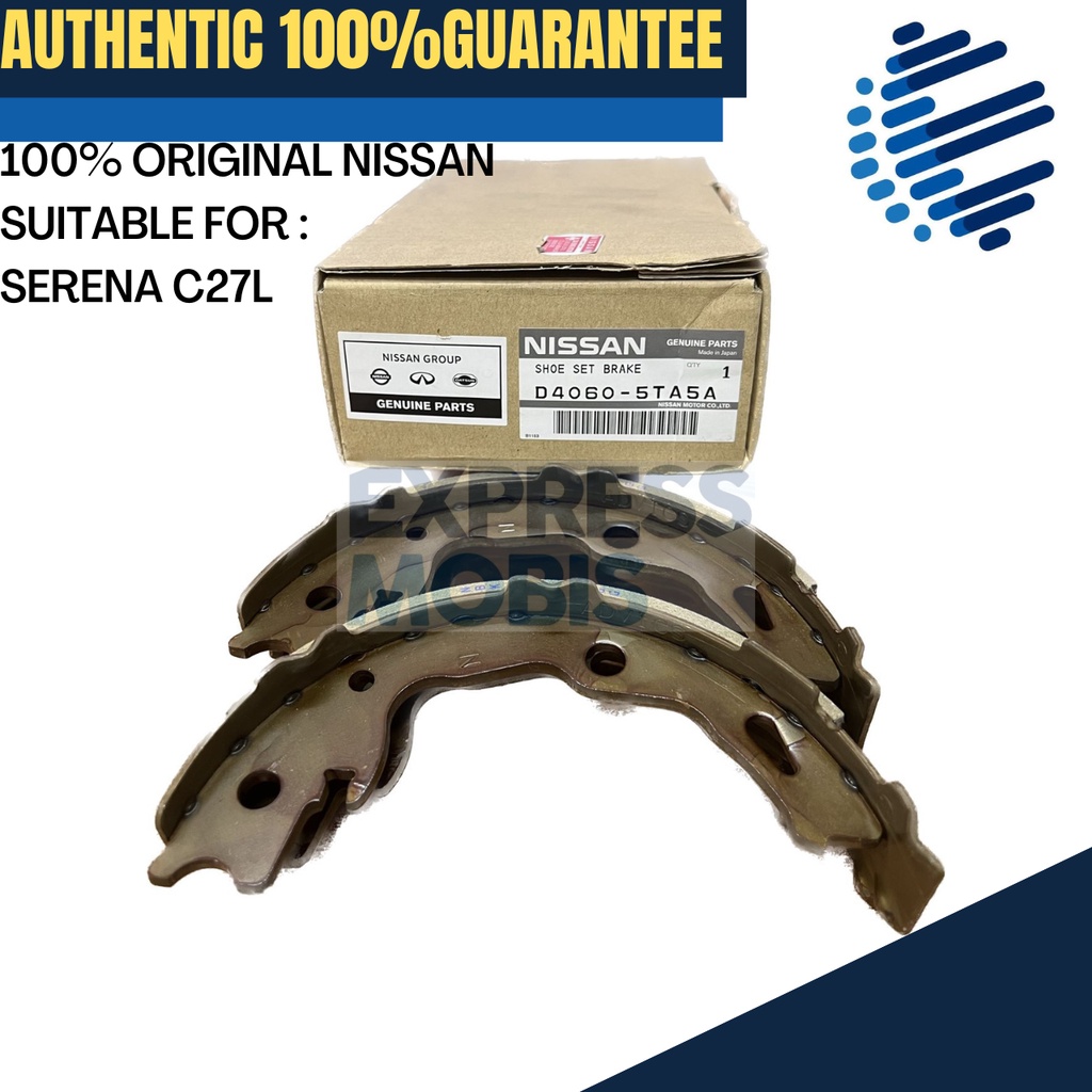 100% ORIGINAL NISSAN REAR BRAKE SHOE D4060-5TA5A SERENA C27L | Shopee ...