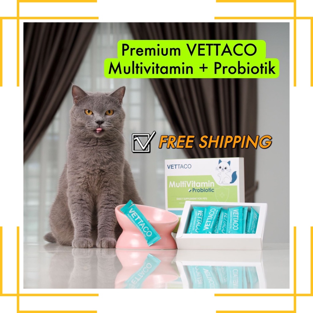 VETTACO Premium Multivitamin + Probiotik Kucing READY STOCK | Shopee ...