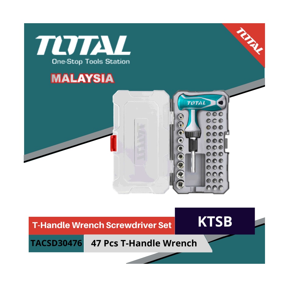 TOTAL TACSD30476 47 Pcs T-Handle Wrench Screwdriver Set | Shopee Malaysia
