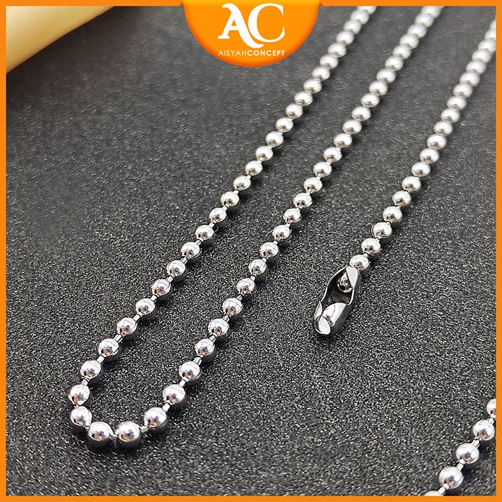 [AC] Stainless Steel Ball Necklace for Women Men Rantai Leher Lelaki ...